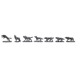 IRON WIND METALS 7 Piece Wolf Pack Set - 100% Lead-Free Pewter - Classic Fantasy Miniatures for 28mm Table Top Games - Made in USA - RAL Partha Miniatures