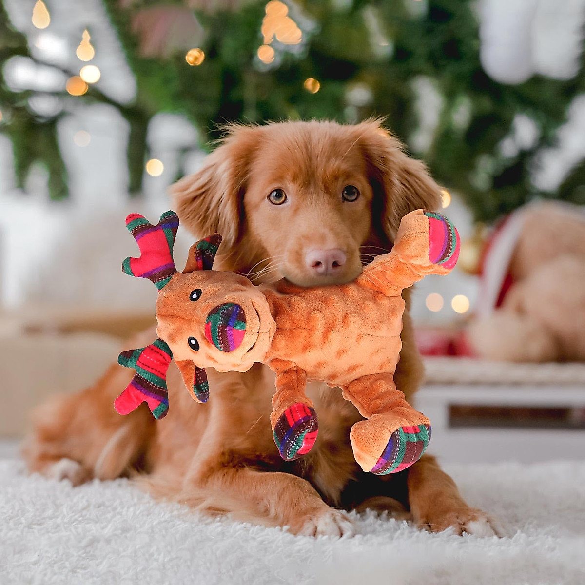 Chngeary Christmas Dog Chew Toys for Small Medium Large Dogs, Bite Resistant Design Christmas Squeaky Plush Dog Toys Ugly and Cute Elk Used as Puppy