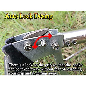 Ouronehome 60" Extra Heavy Duty Snake Tongs Foldable Reptile Grabber Catcher Wide Jaw Handling Tool with Auto Lock and Non-Slip Grip Handle