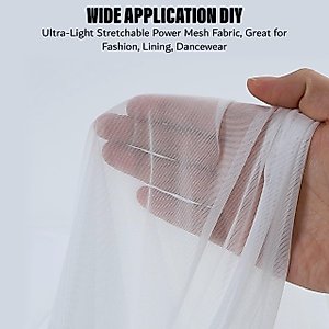 Power Mesh Fabric | 4-Way Stretch Nylon Mesh Fabric | Lightweight Sheer Nylon Spandex Stretch Mesh Netting | 1 Yard Mesh | 60" inch Wide | Black