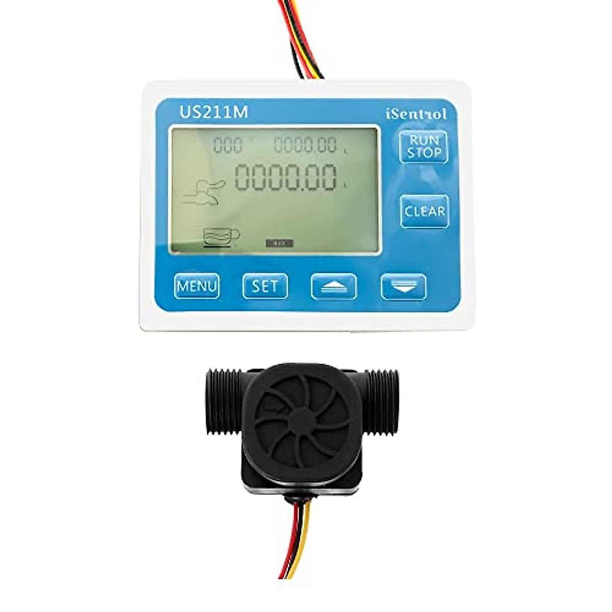 Digital Flow Meter Totalizer Flow Measurement with Nylon Water Flow Sensor G1/2 Turbine Flowmeter