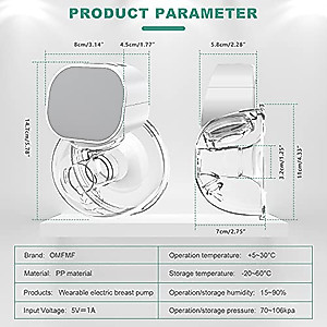 OMFMF Wearable Breast Pump,Quiet & Hands-Free,Portable,in-Bra Double Electric Breast Pump,Pain Free Strong Breastfeeding Pump Strong Suction 2 Pack(Gray)