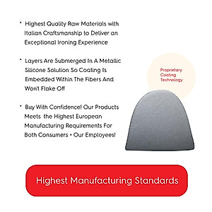 TIVIT Ironing Board Covers 19 x 51 - Made in Italy - Durable Alumitek PRO Heat Reflective Silicone Pads are Scorch & Stain Resistant - Made w/3 Layers of Padding, 3 Fastener Straps & Pull Bungee Cord