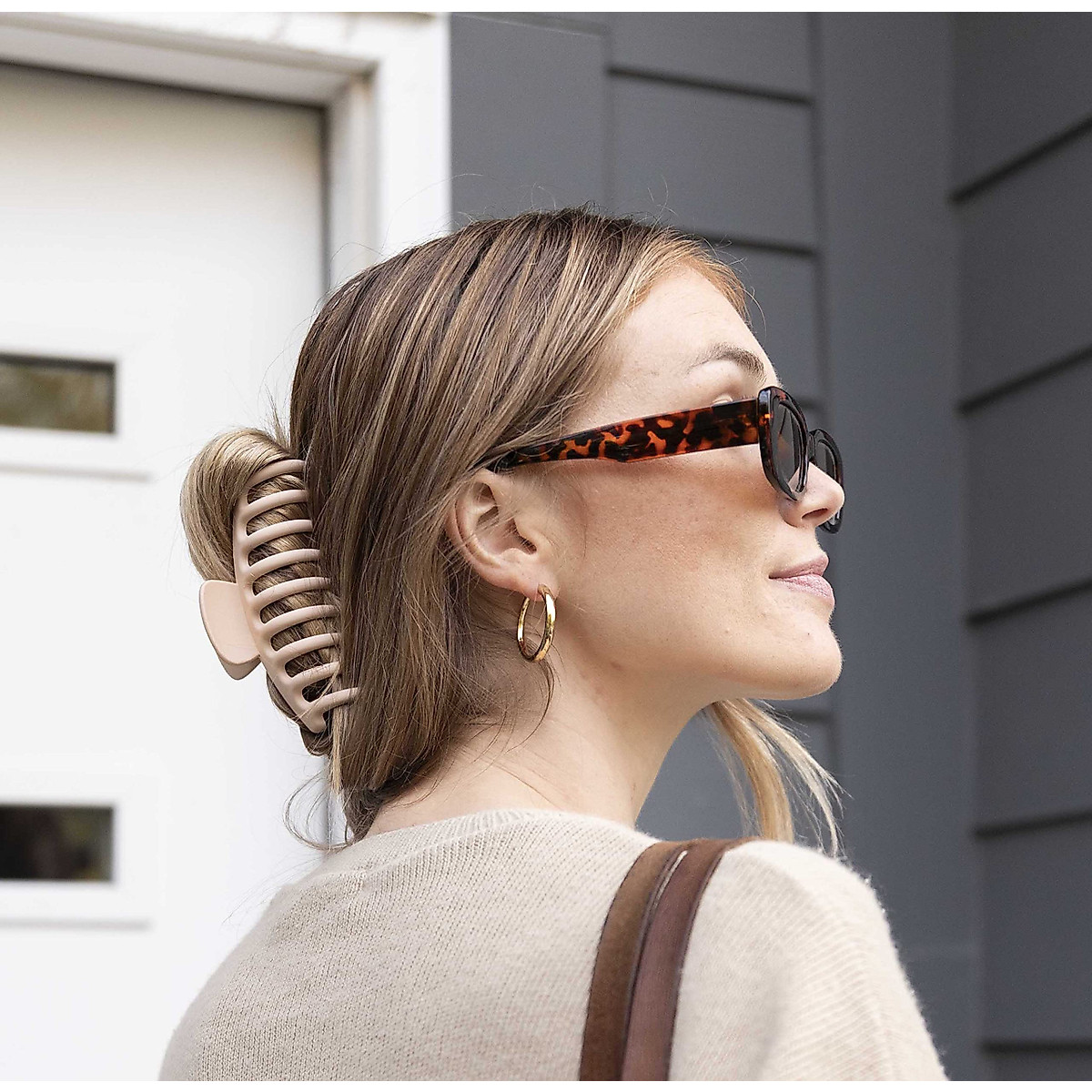 FRAMAR Large Hair Claw Clip – Hair Clips Women, Extra Large Claw Clip For Thick Hair Claw Clips, Hair Claw Clips For Women Thick Hair – Neutral Claw Clips 4 Pack