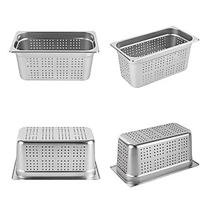 Steam Table Pan/Hotel Pan, 2-Pack 1/3 Size 6in Deep Food Pan for Commercial/Personal, 6L/6.34Qt Anti-Jam Perforated Stainless Steel Steam Pan for Restaurant Hotel Buffet Canteen to Drain/Wash/Steam