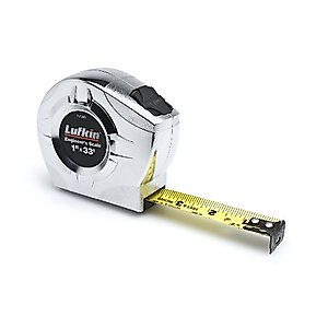 Lufkin P2133D Power Return Engineer's Tape, 1-Inch by 33-Feet, Chrome