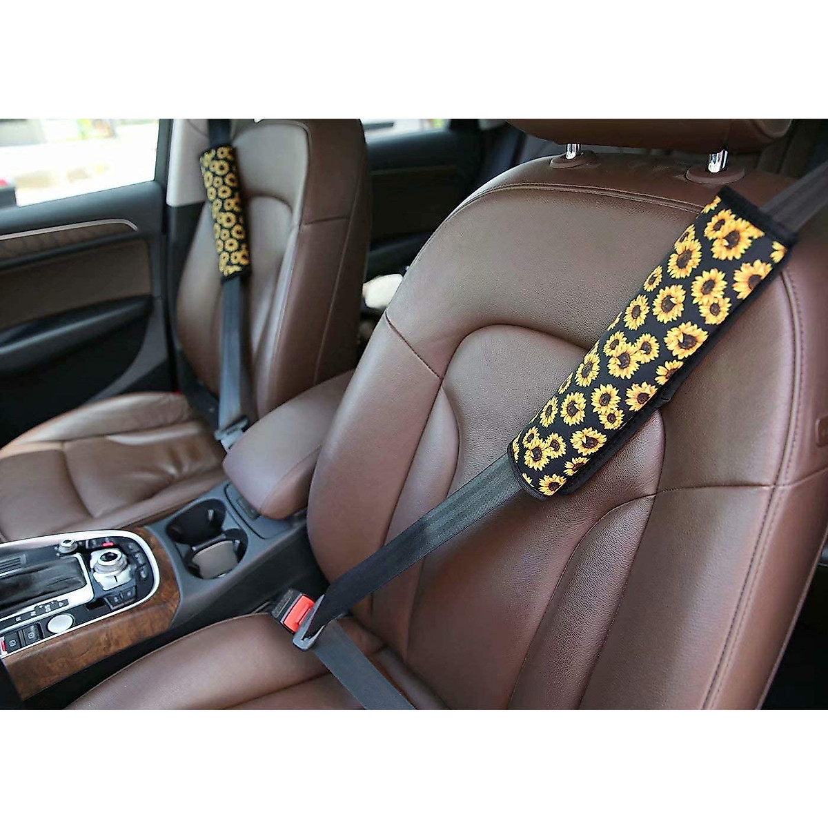 Daulesho 2Pcs Car Seat Belt Cover Pads Crytal Butterfly Print Shoulder Seatbelt Pads Cover, Safety Belt Strap Shoulder Pad for Adults and Children Purple