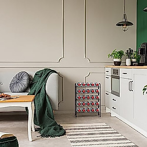 OYEAL Water Bottle Storage Rack 5 Tier Bottled Water Holder Organizer Freestanding Floor Beverage Soda Drink Stand Shelf for Kitchen Pantry Can Storage, Hold 30 Bottles, Black