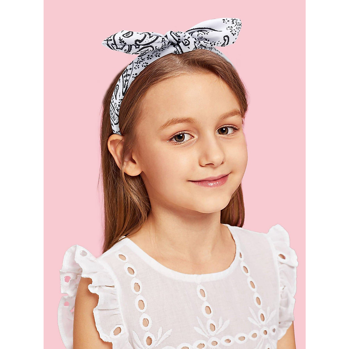 TOBATOBA 6 Pack Knotted Bow Headbands - Bunny Ears Top Knot Wire Headbands for Women, Girls, and Kids - Hair Accessories with Bandanas