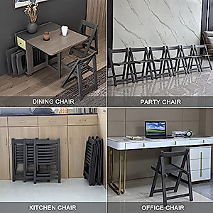 FUNROLUX Folding Dining Chair 2 Pack Grey Wooden Foldable Chairs Suitable for Event Party Garden Kitchen Table Chair 268LB Weight Capacity (Grey)