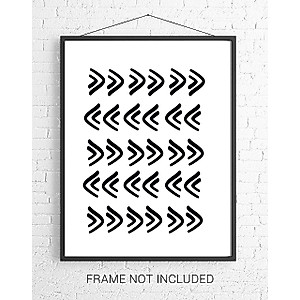 Abstract Black Arrows Contemporary Wall Art | 11x14 UNFRAMED Print | Nordic Modern Mid Century Wall Decor. Black on White.