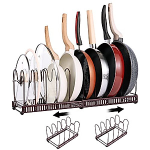 SPEENSUN Pot And Pan Organizer For Cabinet,Pan Organizer,Expandable Detachable Lid Organizer With 10 Adjustable Dividers,Not Easy To Tilt Or Bend,Heavy Iron Pot Organizer Rack,Christmas Gifts For Mom
