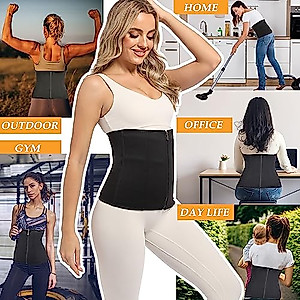 Everfion Waist Trainers Trimmer for Women Sauna Sweat Bands Wraps Workout Corset Slimming Belts Hot Body Shaper,Blue, L