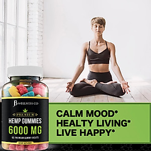 [2-PACK] Hemp Gummies Premium – 6000 MG – Great for Peace & Relaxation - Calming Gummies – Vitamins & Omega 3,6,9 – Made in The USA [2-PACK]