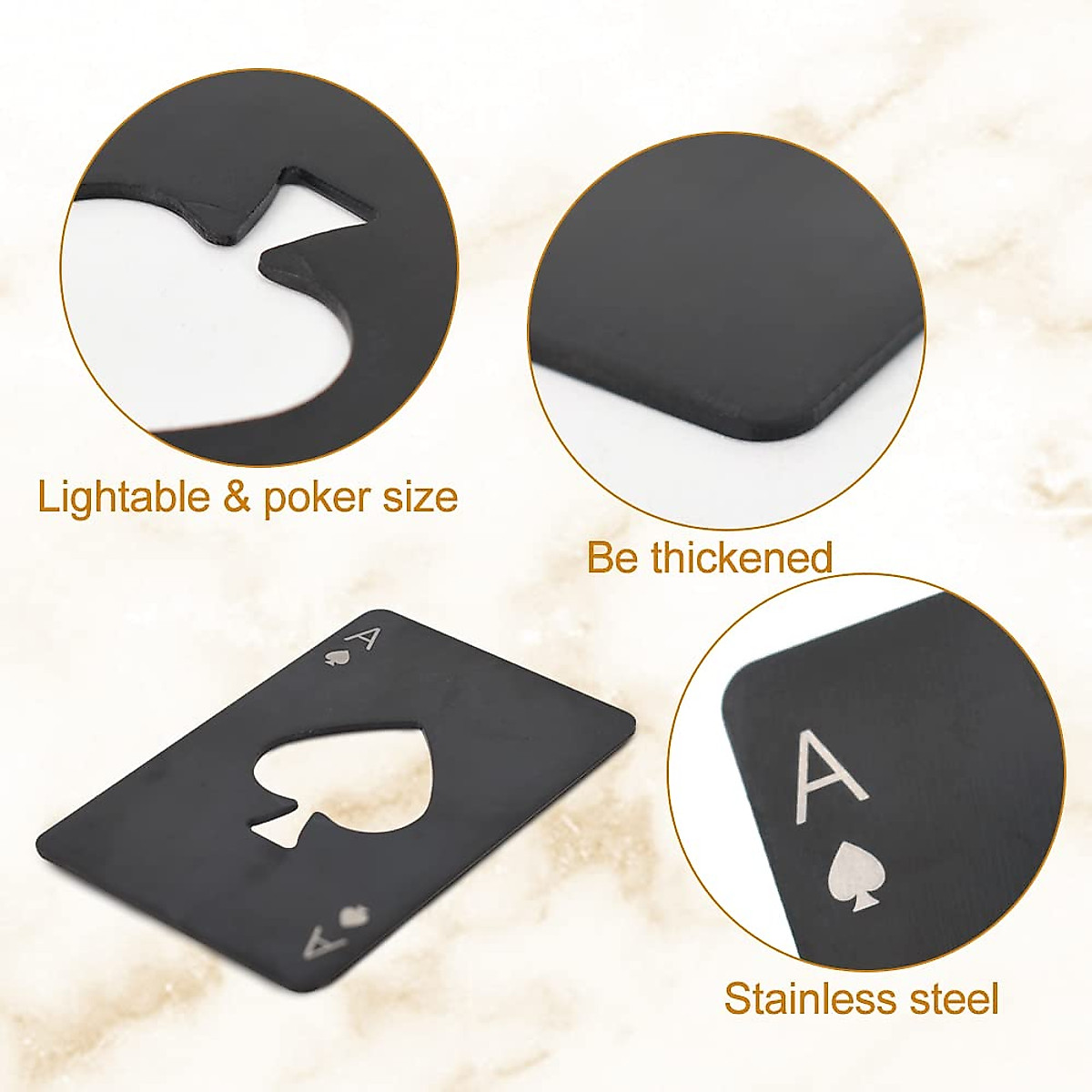 HUIANER Black Bottle Opener Poker Card Bottle Opener Credit Card Bottle Opener for Your Wallet Beer Bottle Opener 8PCS