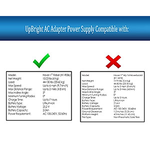 UpBright 29.4V AC/DC Adapter Compatible with X Hover-1 Rebel H1-REBL 25.2V 2Ah Lithium-ion Battery Electric Scooter H1REBL DSA-REBL-BLK HLT-118A-2940400U FY0132940400 CP294040A Power Supply Charger