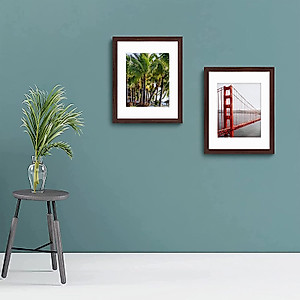 Frametory, 11x14 Picture Frame - Made to Display Pictures 8x10 with Mat or 11x14 Without Mat - Wide Molding - Pre-Installed Wall Mounting Hardware (Brown, 2 Pack)