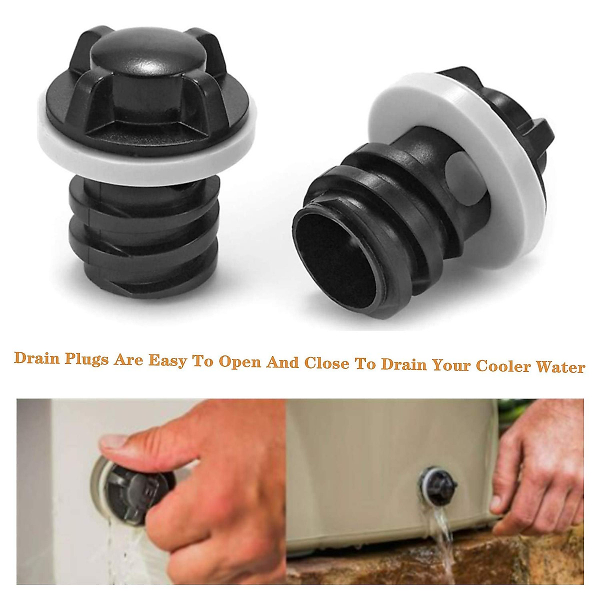 Cooler Drain Plugs Compatible with Yeti's Line of Roadie/Tundra & Tank Coolers & RTIC Coolers Leak-Proof Design Accessorie (2 Pack)
