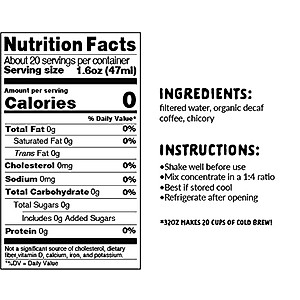 Explorer Cold Brew Organic Liquid Coffee Concentrate, Daydreamer Decaf, Drink Iced or Hot, 32 fl oz, Makes 20+ Cups