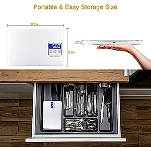 MegaWise Precision Food Scale, 33lb Waterproof Rechargeable Digital Kitchen Scale, 1g/0.04oz Precise Graduation, Weight Grams and Ounces for Cooking Baking, 5 Units Conversion, Tare Function