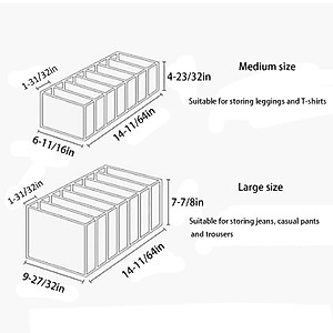 2pcs Wardrobe Clothes Organizer Foldable Transparent Grid Storage Box with Multiple Layers, Portable Washable Storage Containers for Underwear, Socks, Leggings, Skirts, T-shirts, Jeans (GRAY, Medium)