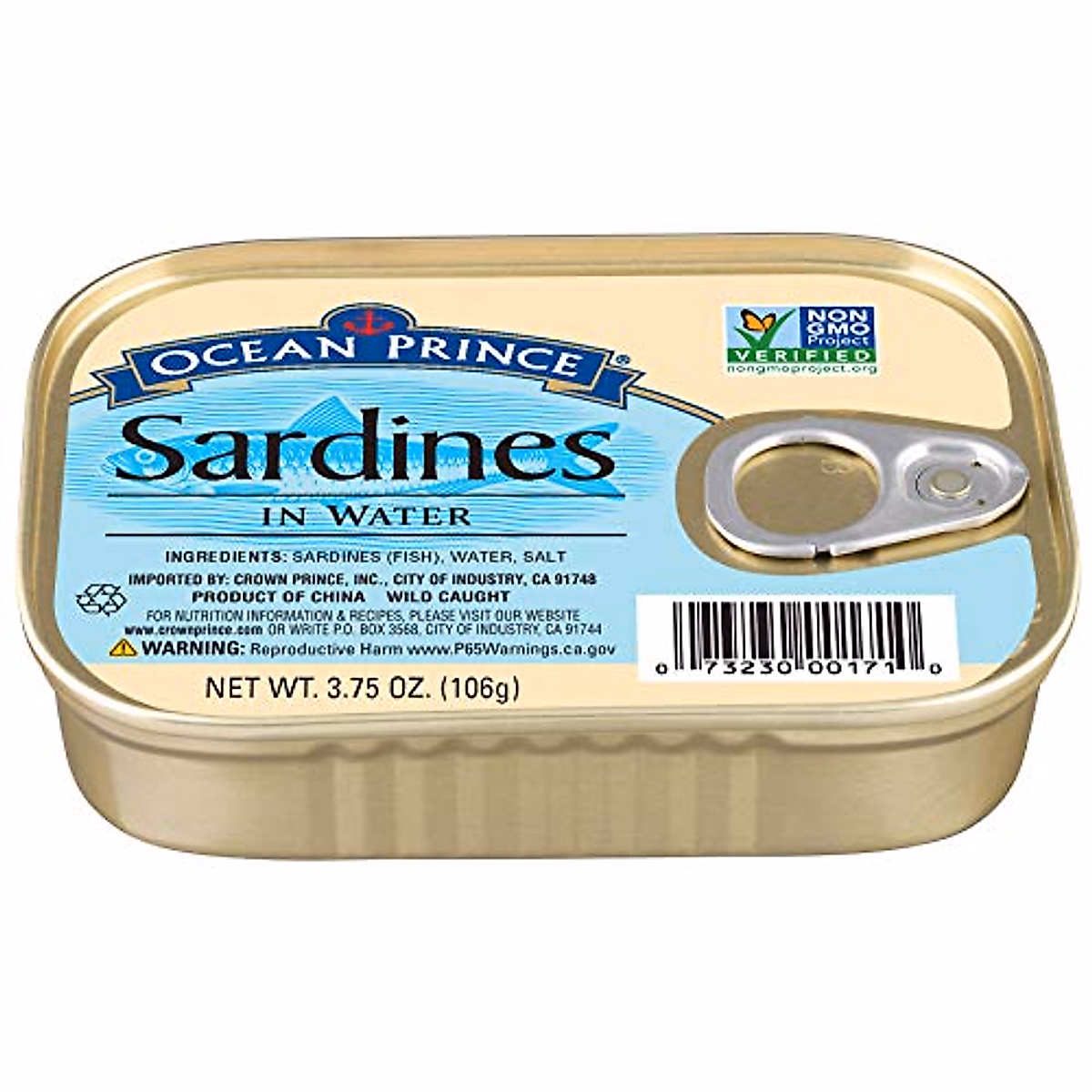 Ocean Prince Sardines in Water, 3.75 Ounce Cans (Pack of 12)