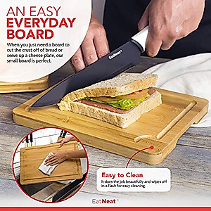 EatNeat Extra Large Bamboo Cutting Board Set- Luxury Kitchen and BBQ Chopping Board with Juice Grooves for Meat Carving, Fruits, and Vegetables- One XL 18 x 12-Inch and One 10 x 8-Inch
