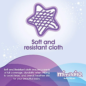 Baby Wipes by MIMADITO – Made with Natural Extracts, Purified Water. Light Scent and Soft Cloth. Keep Your Baby Sensitive Skin Fresh and Clean. A Must Have in Your Diaper Bag. Dispenser Pack 72ct.