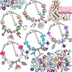 85 Pcs Charm Bracelet Making Kit, Acejoz DIY Charm Bracelets Beads for Girls, Adults and Beginner Jewelry Making Kit