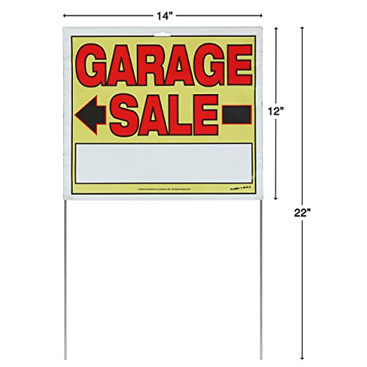 Sunburst Systems 3905 Garage Sale Sign, Assembled with metal U-Stake, Double Sided, 14" x 22" (Including Stakes), 10 Pack