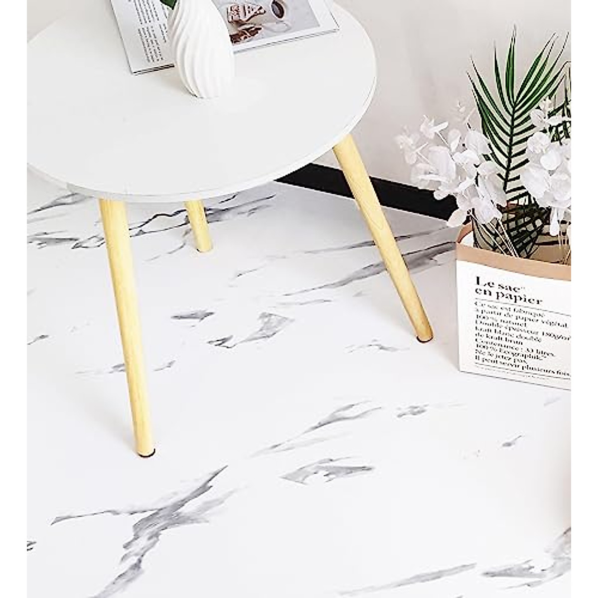 Marble Adhesive Vinyl Flooring Waterproof Peel and Stick Floor Tile Vinyl Flooring for Bathroom Self Adhesive Flooring for Kitchen Bedroom Marble Look 12x12 Inch (12 PCS)