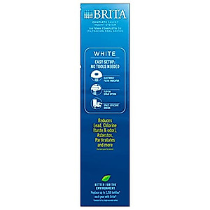 Brita Faucet Mount System, Water Faucet Filtration System with Filter Change Reminder, Reduces Lead, Made Without BPA, Fits Standard Faucets Only, Elite Advanced, White, Includes 2 Replacement Filters