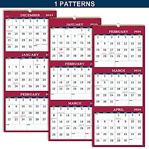 2023-2024 Calendar - 18 Monthly Calendar with Thick Paper, 14.6" x 11.5", Jan. 2023 - Jun. 2024, Twin-Wire Binding + Hanging Hook + Unruled Blocks with Julian Date, Horizontal - Pink
