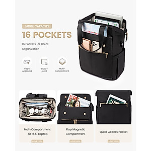 LOVEVOOK Laptop Backpack for Women Men, 17 Inch Work Backpacks Purse with USB Port, Waterproof Nurse Teacher Bag, Wide Open Business Travel Computer Backpack, Convertible College Tote Daypack