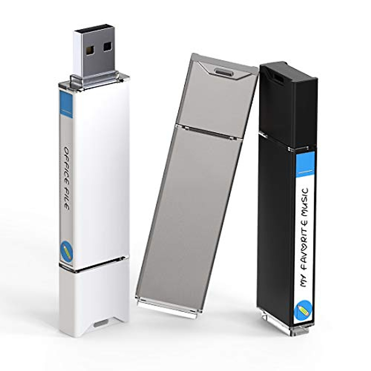 MEINAMI 32GB USB2.0 USB Flash Drive with Writable Label USB Thumb Drive with Sticker Memory Stick with Tag,3 Pack
