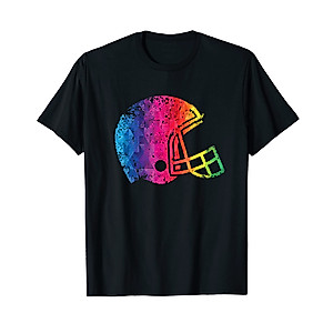 LGBT Rainbow Football Helmet Gay Pride Rainbow Color Flag T-Shirt