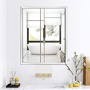 Schliersee 18x24 inch Wall Mirror Set of 2, Hanging Rectangular White Mirrors for Over Sink, Bathroom, Living Room, Bedroom