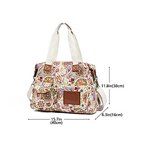 Malirona Canvas Shoulder Bag Travel Handbag Women Top Handle Satchel Crossbody Purse Floral Design (Yellow Flower)