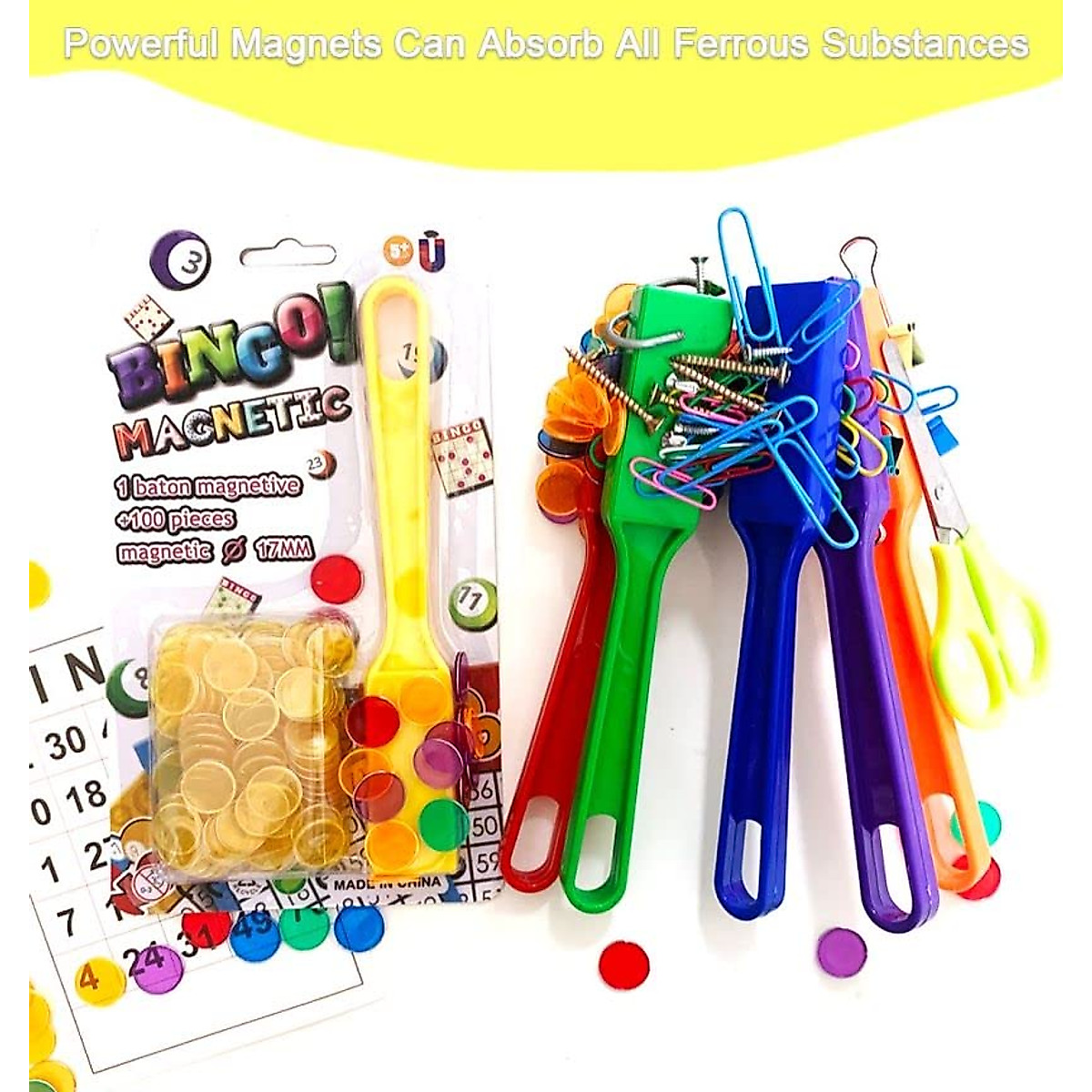 Dacefloy Magnetic Bingo Wand 7.5" Magnet Bar-1 Piece-Collect Tool for Paper Clips, Nails, Screws, Pins, Sewing Needles and Studs