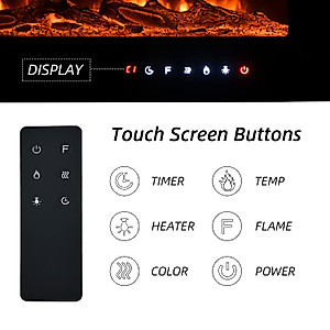 LIFETEN 60 in Electric Fireplace Insert,Recessed and Wall Mounted Fireplace Heater with Timer,Free Standing,Remote Control,Touch Screen,Overheating Protection,Log&Crystal,9 Adjustable Flame,750/1500W