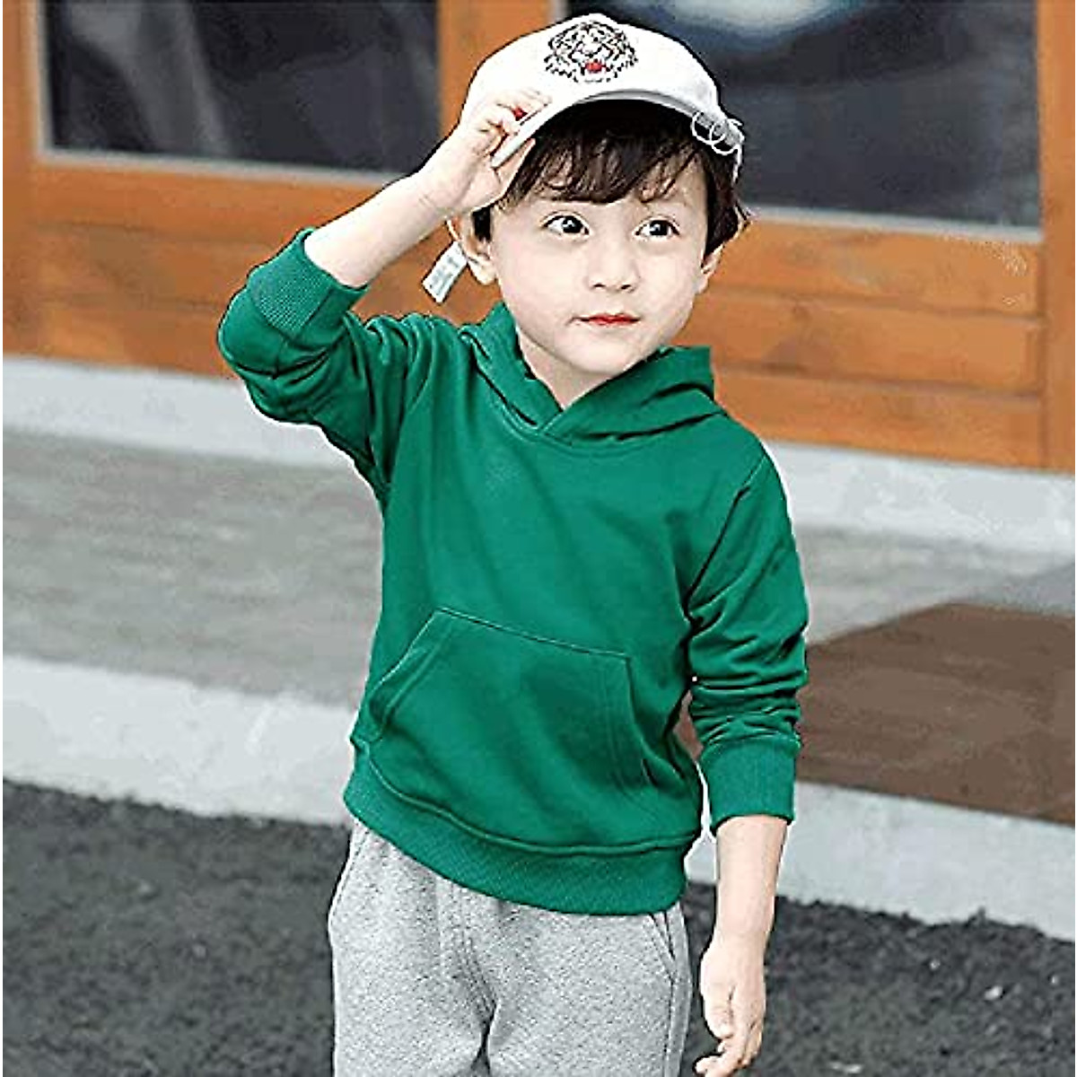 ZiweiStar Girls Boys' Crewneck Sport Long Sleeve Cotton Casual Solid T-Shirt Pullover Tops Kids' Hooded Youth Sweatshirt