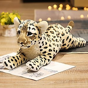 Gisqis Cheetah Stuffed Animal, 16" Leopard Stuffed Animal Stuffed Cheetah Plush Toy Pillow Cheetah Stuffy Cute Giant Realistic Stuffed Jaguar Plush Birthday for Kids Girls