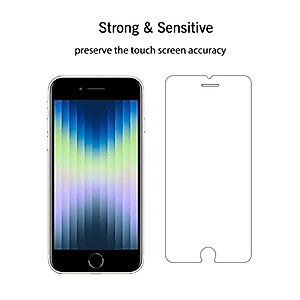 Ailun Glass Screen Protector for iPhone SE 2022 3rd Generation, [3Pack] Case Friendly Tempered Glass