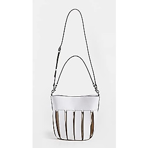 Tory Burch Women's McGraw Stripe Die Cut Bucket Bag, Blanc, One Size