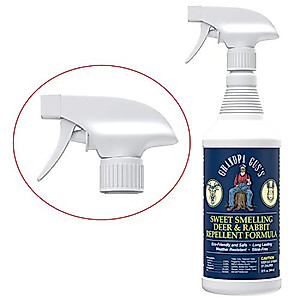 Grandpa Gus's Deer & Rabbit Repellent Ready-to-Use Spray, Protects Garden & Yard, Sweet Smelling Formula with Natural Essential Oils, Weather-Resistant Stink-Free Long-Lasting Scent (32oz)