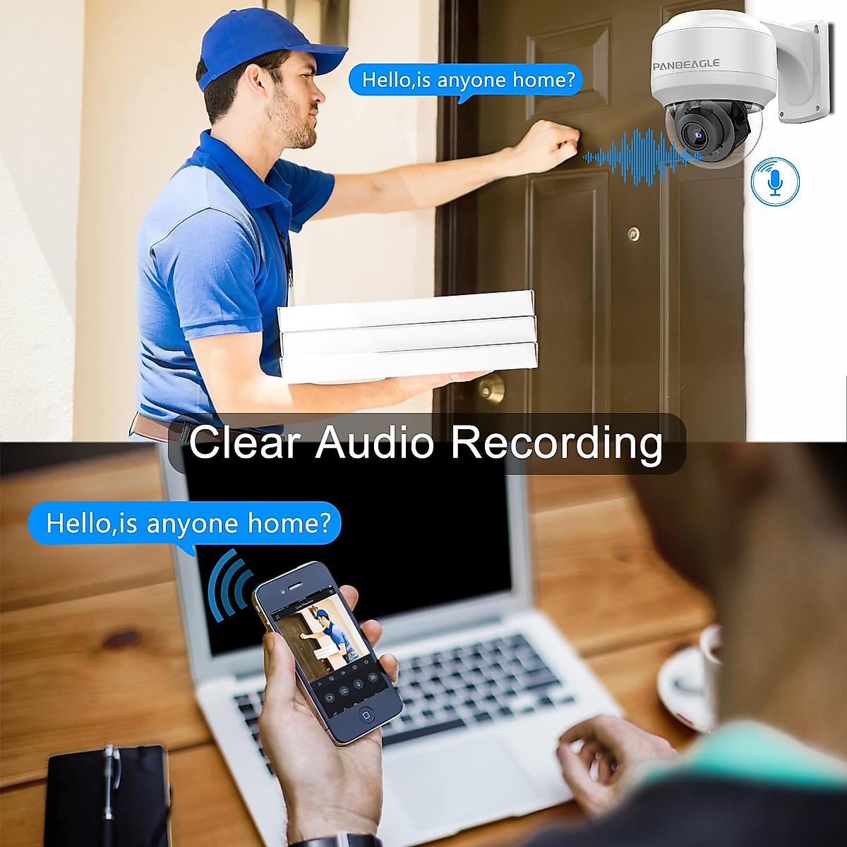 PANOEAGLE Outdoor 8MP PTZ PoE IP Camera Dome with Pan Tilt 4X Optical Zoom Motorized Lens, Built-in Mic, Human Vehicle Detection, 165ft IR Night Vision, IP67, IK10