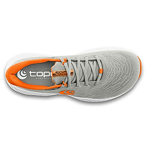 Topo Athletic Men's Fli-Lyte 5 Comfortable Cushioned Durable 3MM Drop Road Running Shoes, Athletic Shoes for Road Running, Grey/Orange, Size 12