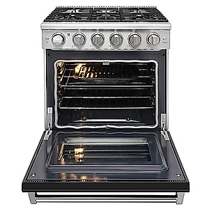 KOSTCH 30 inch Professional Freestanding Pro-Style Natural Gas Range or Liquid Propane Gas Range with 5 Burners, 4.55 cu.ft. Oven Capacity, in Stainless Steel - KOS-30RG03M (Black)