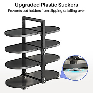 Pots and Pans Organizer for Cabinet, 8 Tier Snap-on and Adjustable Pan Organizer Rack for Under Cabinet, Pot Organizer for Kitchen Storage, Pot Lid Organizer with Panels (8 Tier, Round)