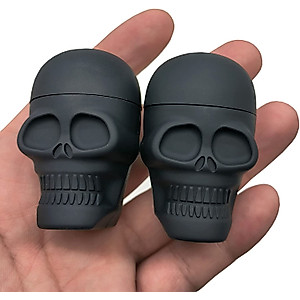 KUVIS 15ml Skull Silicone Wax Containers Non-stick Concentrate Jars with Carving Tool (Black)